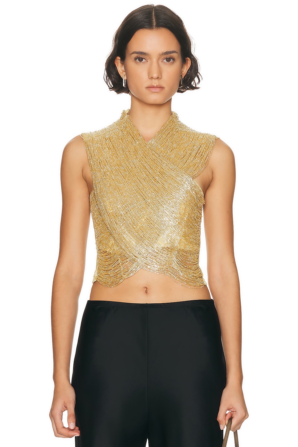 CULT GAIA Haisley Metallic Beaded Top